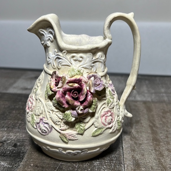 Accents | Vintage Pottery Vase Raised Rose Designs Rustic Looking ...